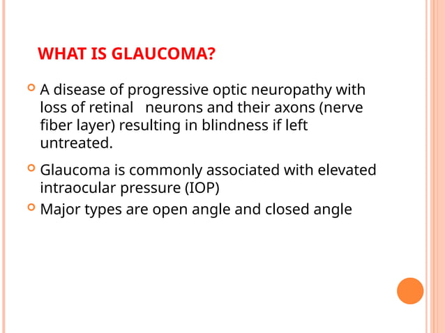 Chapter 1. GLAUCOMA lecture three3 .ppt | Eye and Vision Conditions ...