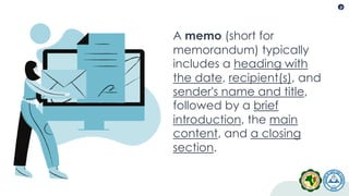 Basic Parts and Principles of Drafting a Memorandum | PPT