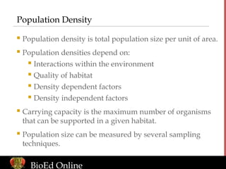 Population characteristics (Ecology) lecture | PPT