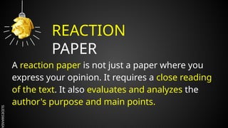 REVIEW, REACTION AND CRITIQUE PAPER EAPP | PPTX