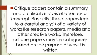 8. Writing a Critique in English for Academic and Professional Purposes ...