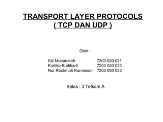 Materi Trasport layer protokol (TCP dan UDP) | PPT