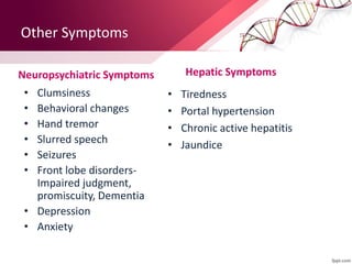 Wilson Disease - pathology, signs and symptoms | PPT