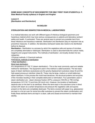 SOME BASIC CONCEPTS OF BIOCHEMISTRY (Lesson - 8: Sterilization ...