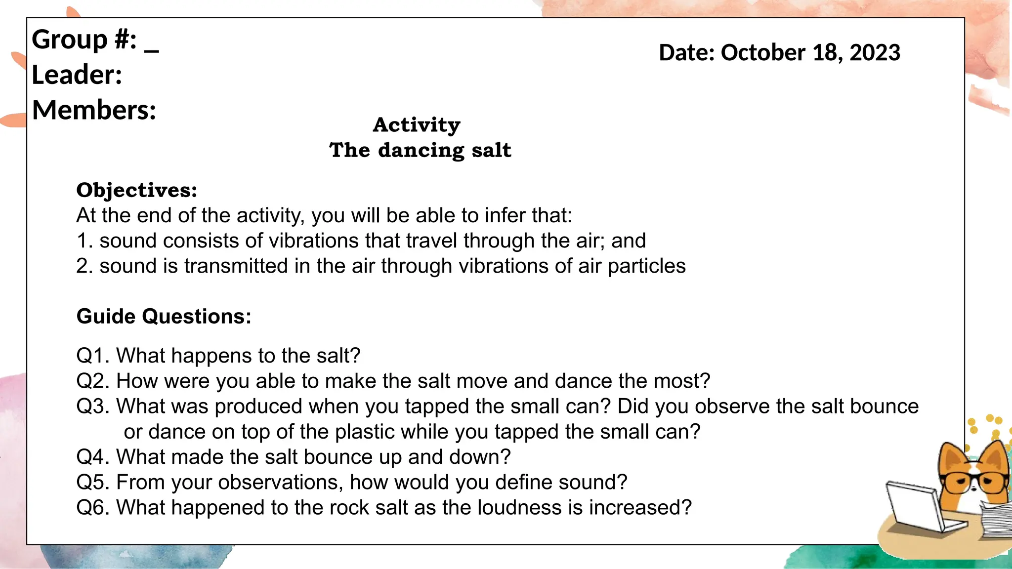 a powerpoint about the Activity_Dancing Salt | PPTX