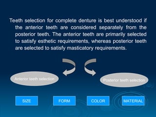 8.teeth selection in complete denture in prosthodontics | PPT