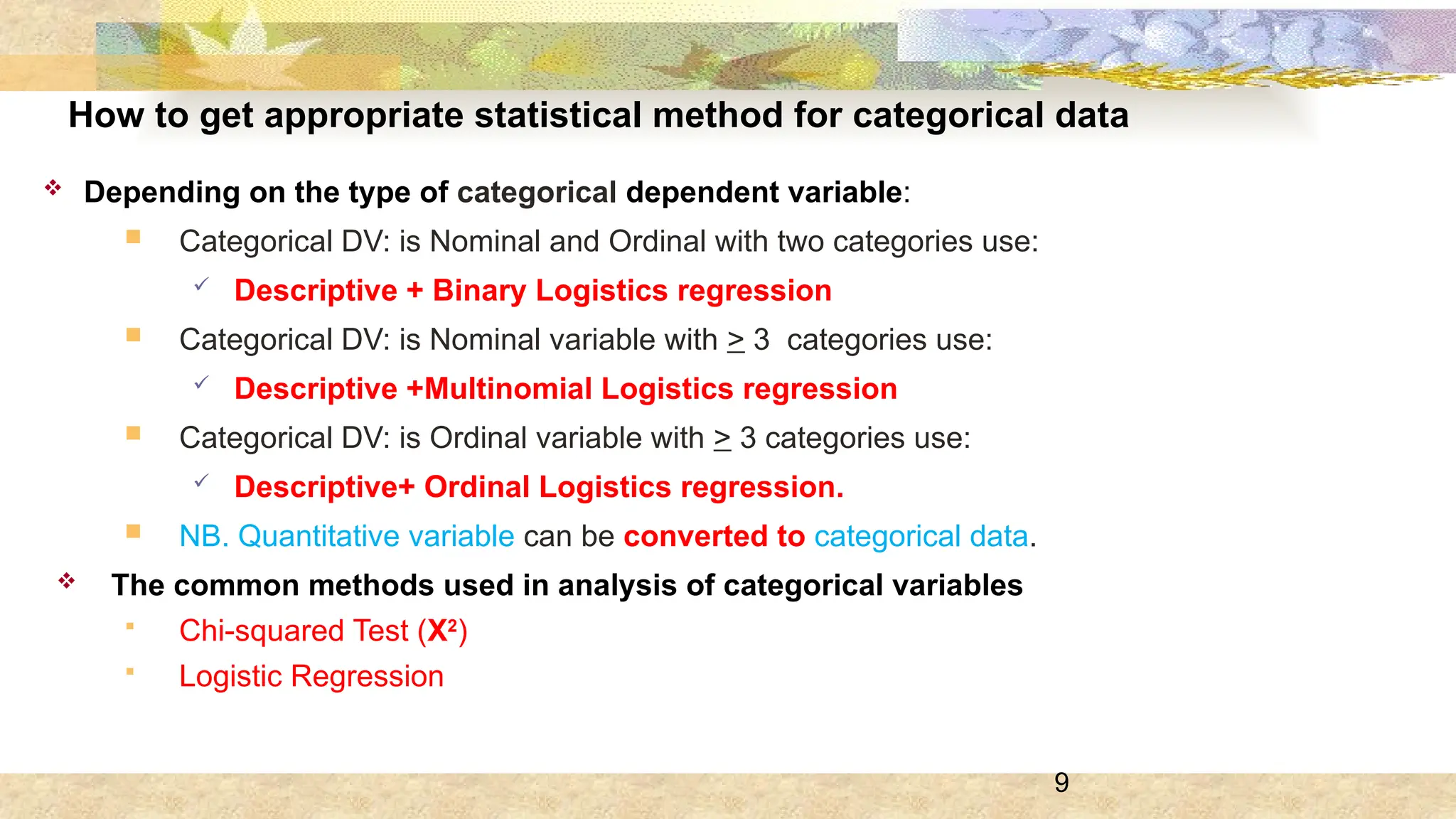 8.Categorical data analysis methodologies | PPTX