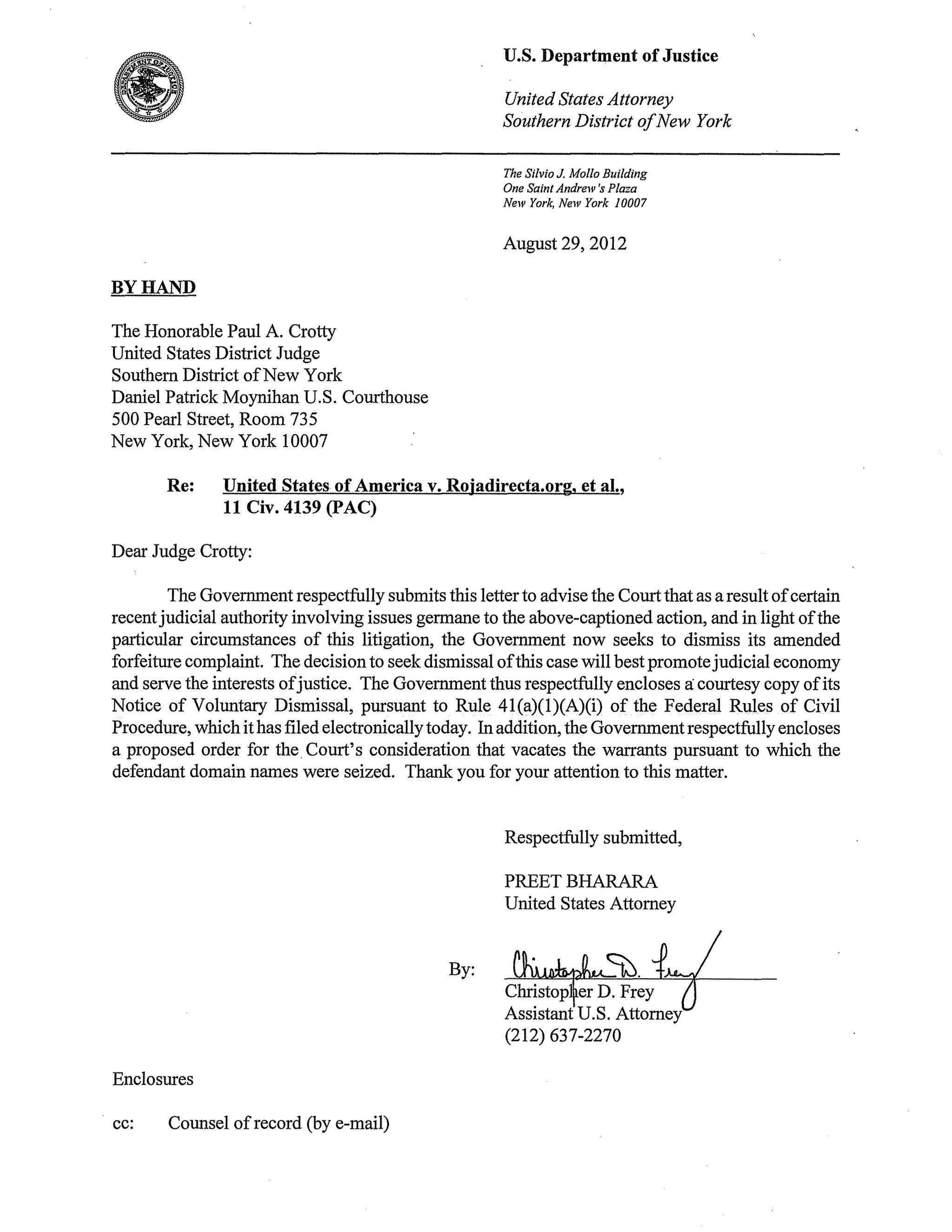 US frena el caso contra RojaDirecta | PDF