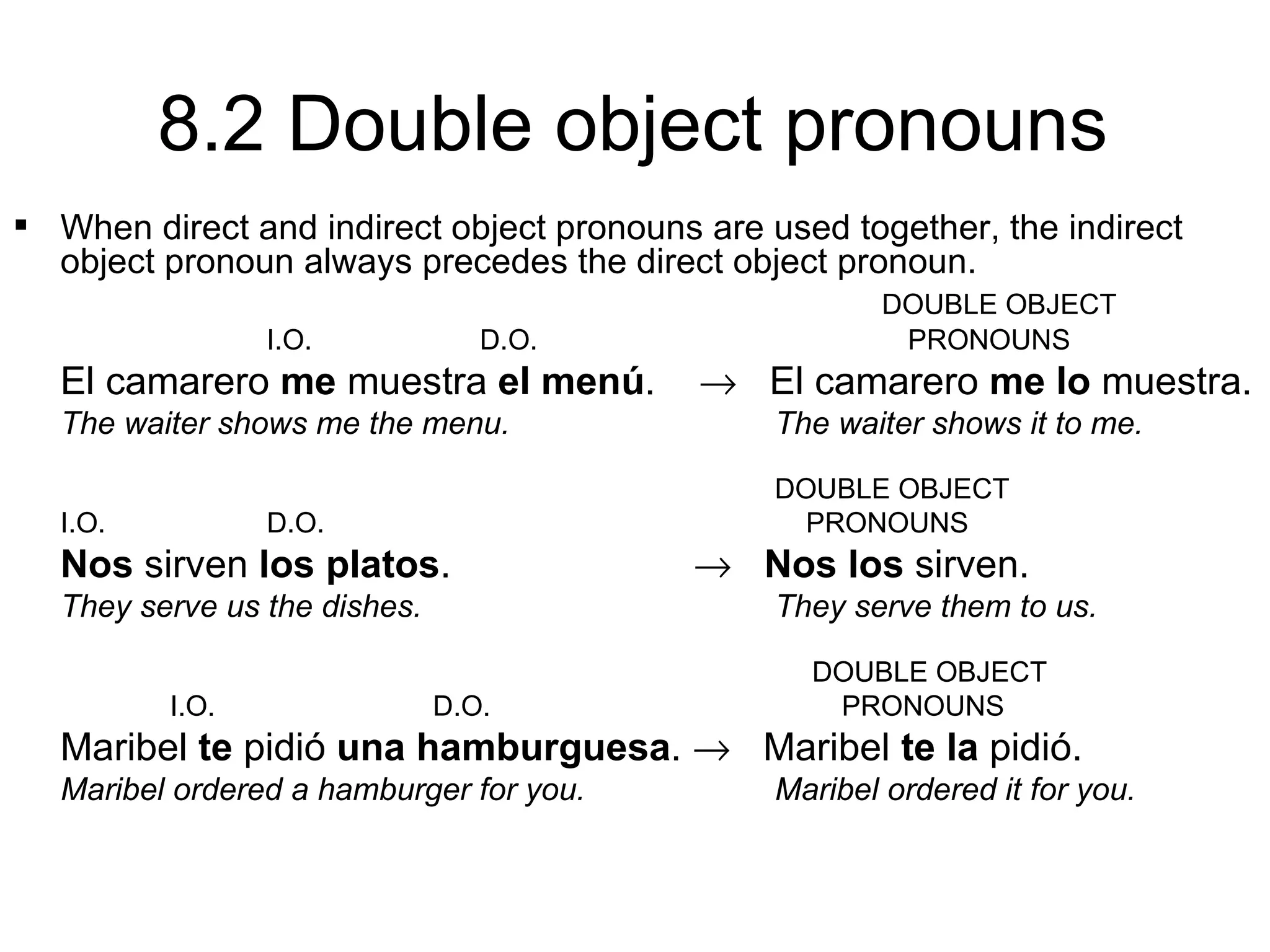 8.2 Double object pronouns | PPT | Descarga Gratuita