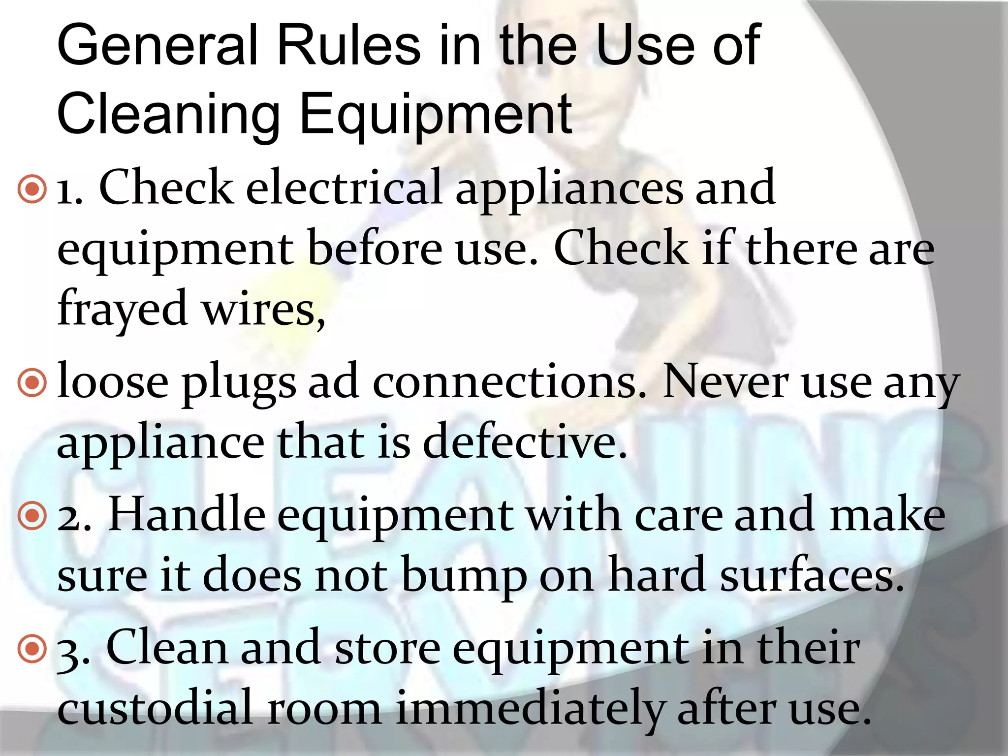 8 2 maintenance of cleaning equipment | PPTX