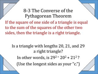 8 3 Converse of Pythagorean Theorem | PPTX