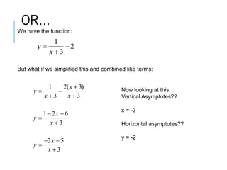 solving graph of rational function using holes, vertical asymptote | PPT