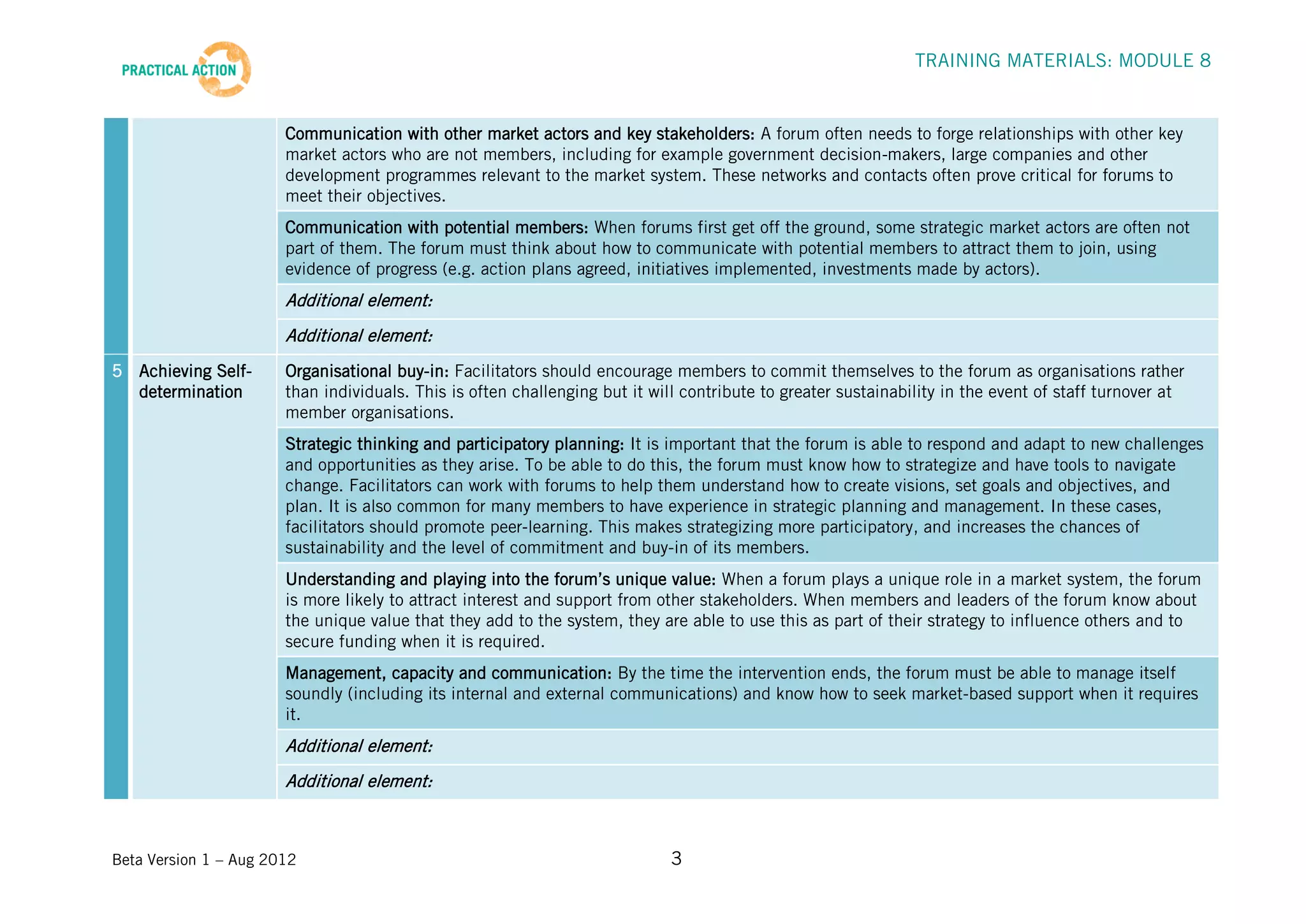 Step 8 Training Materials - Facilitating effective forums handout | PDF