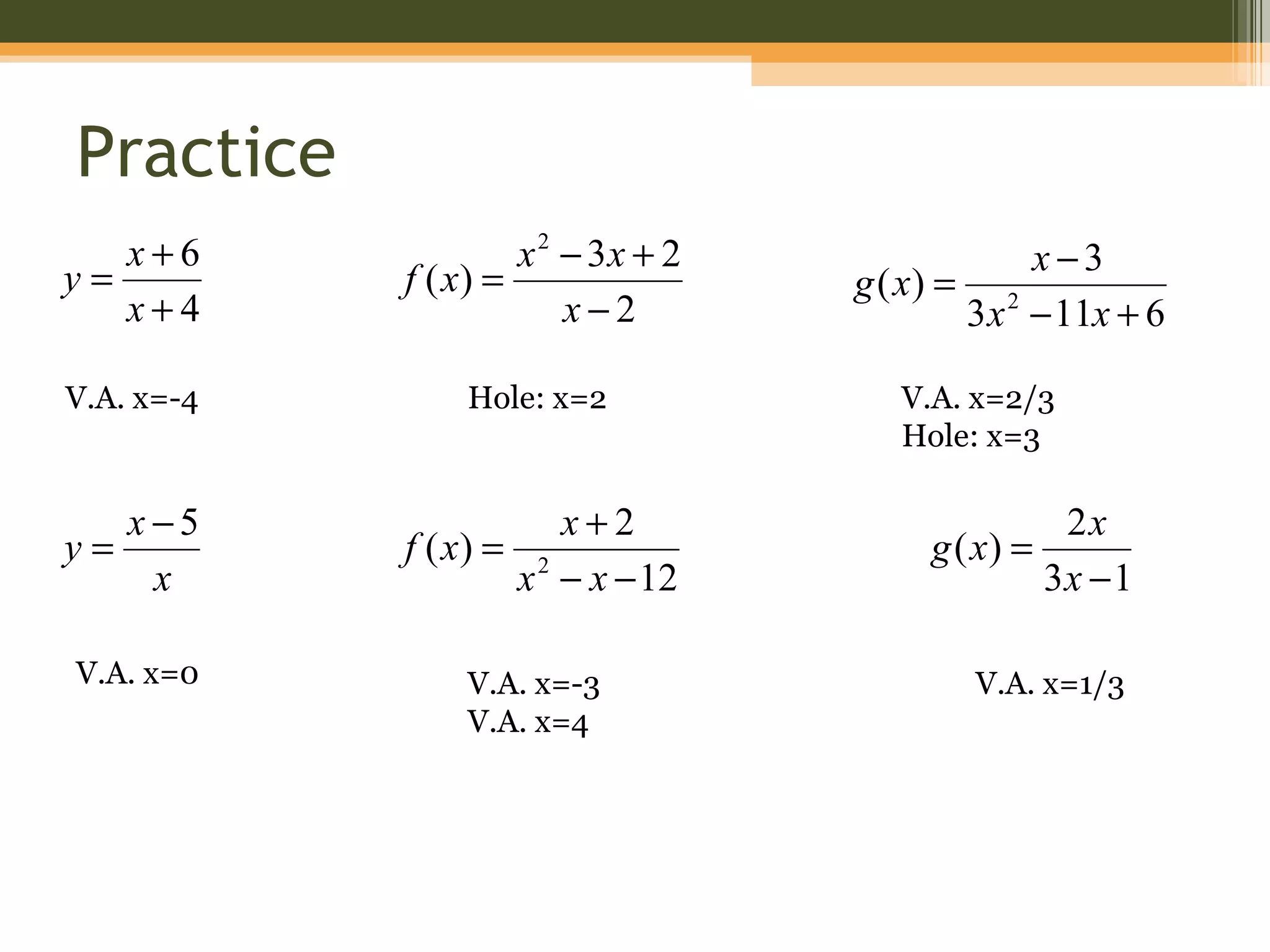 8 - 3 Graphing Rational Functions | PPT