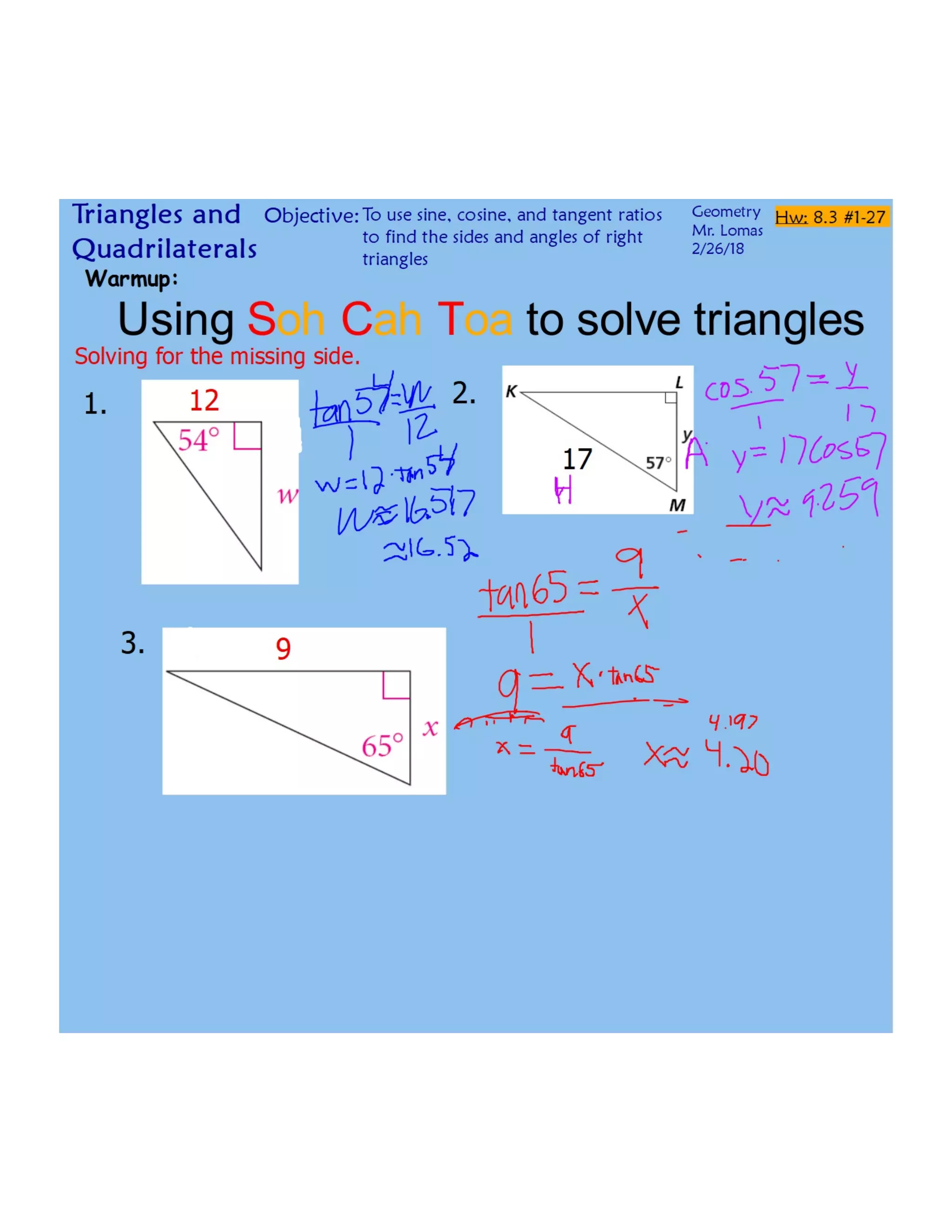 8 3 sin cos tan missing angles | PDF
