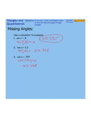 8 3 sin cos tan missing angles