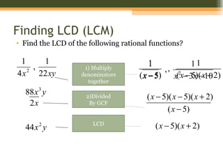 8-5 Adding and Subtracting Rational Expressions | PPT