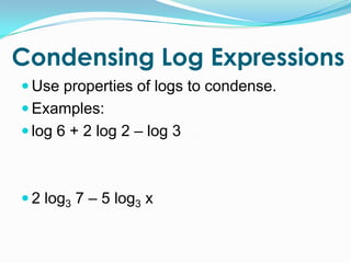 8.5 properties of logarithms | PPTX
