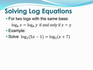 8.6 solving exponential and log equations | PPTX | Physics | Science