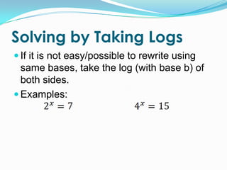 8.6 solving exponential and log equations | PPTX | Physics | Science