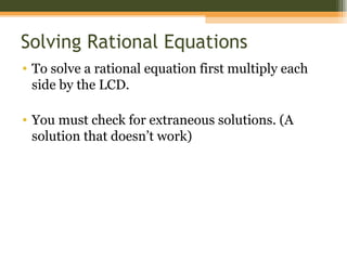 8-6 Solving Rational Functions | PPT