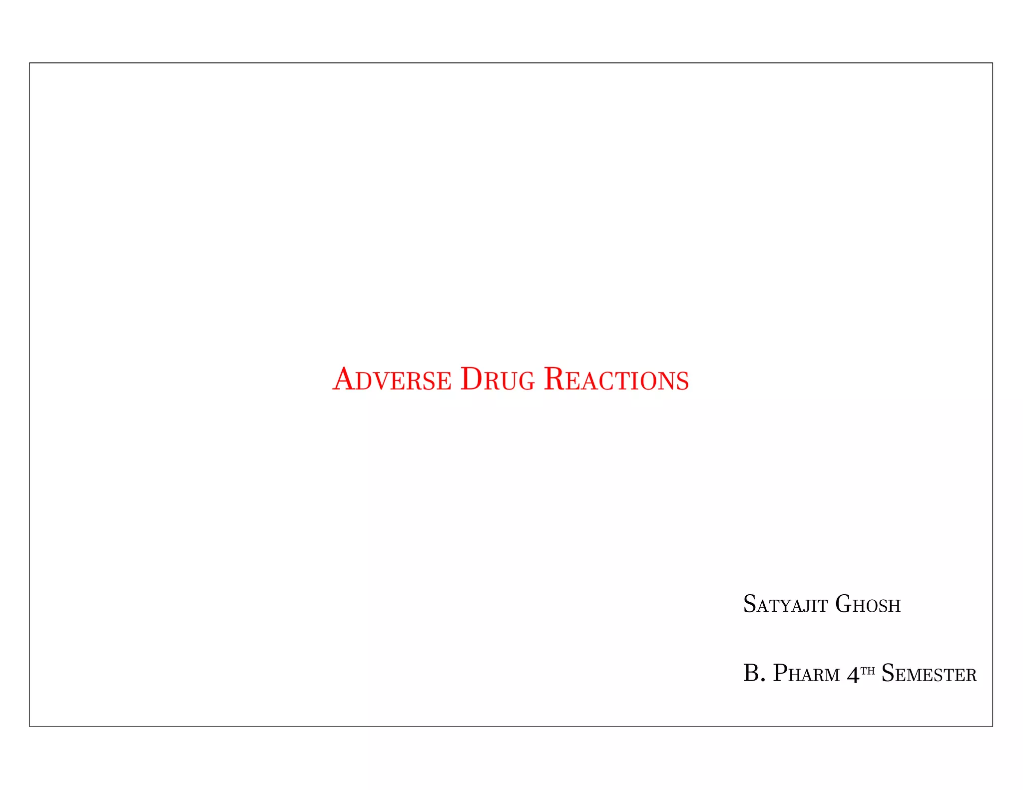 Adverse drug reaction (ADR) | PPT