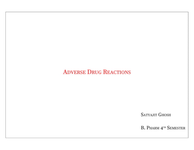 Adverse drug reaction (ADR) | PPT