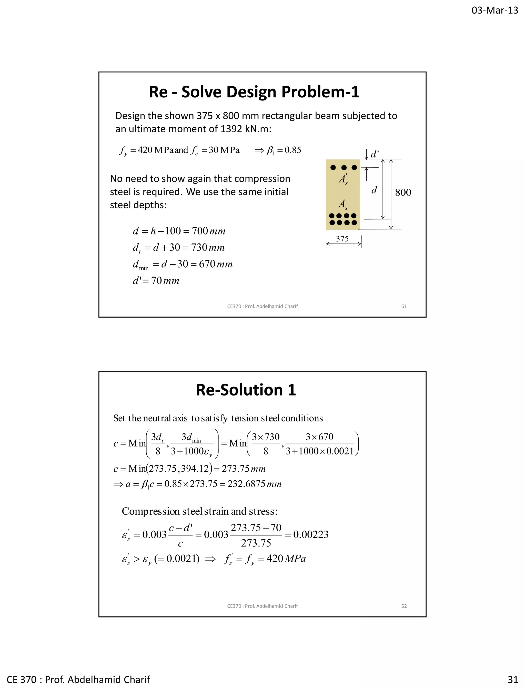 Lec07 Analysis and Design of Doubly Reinforced Beam (Reinforced ...