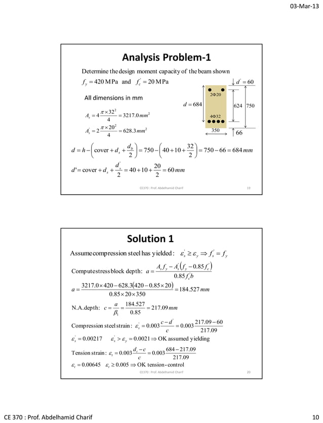 Lec07 Analysis and Design of Doubly Reinforced Beam (Reinforced ...