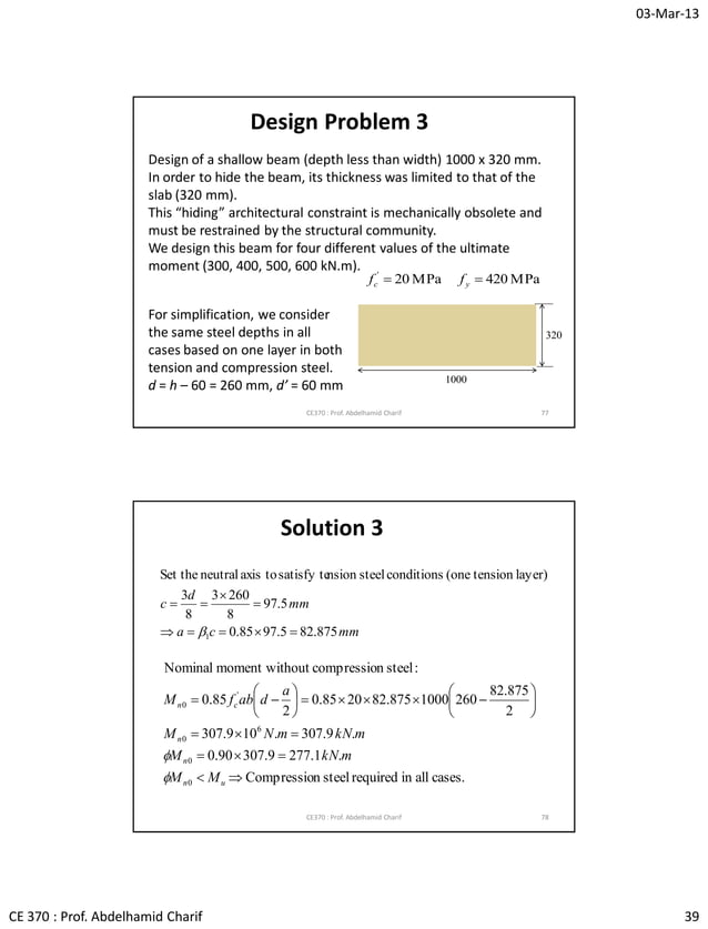 Lec07 Analysis and Design of Doubly Reinforced Beam (Reinforced ...