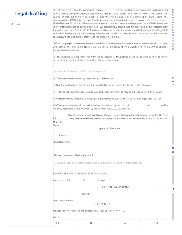 8 - Anticipatory Bail Application Under Section 438 of Crpc 1.pdf | Crime & Harmful Acts to ...