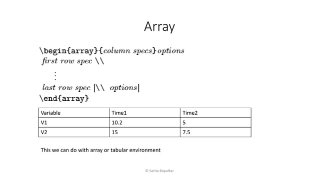 8-Array and Equation environment | PPT