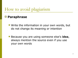 8 avoiding plagiarism-khalid | PPT