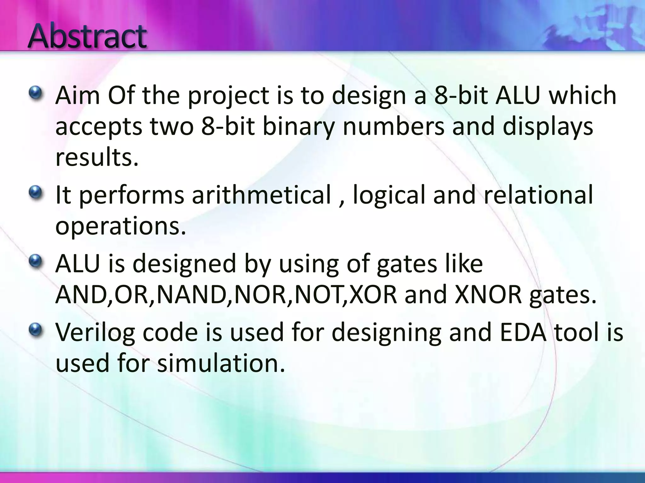 8 bit alu design | PPTX