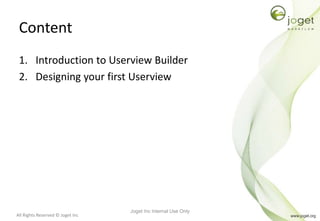 Joget Workflow v5 Training Slides - Module 8 - Designing your first Userview | PPT