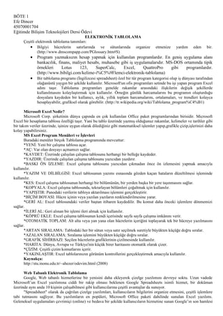 Elektronik Tablolama | PDF