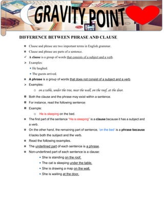 8-Difference between phrase and clause | PDF