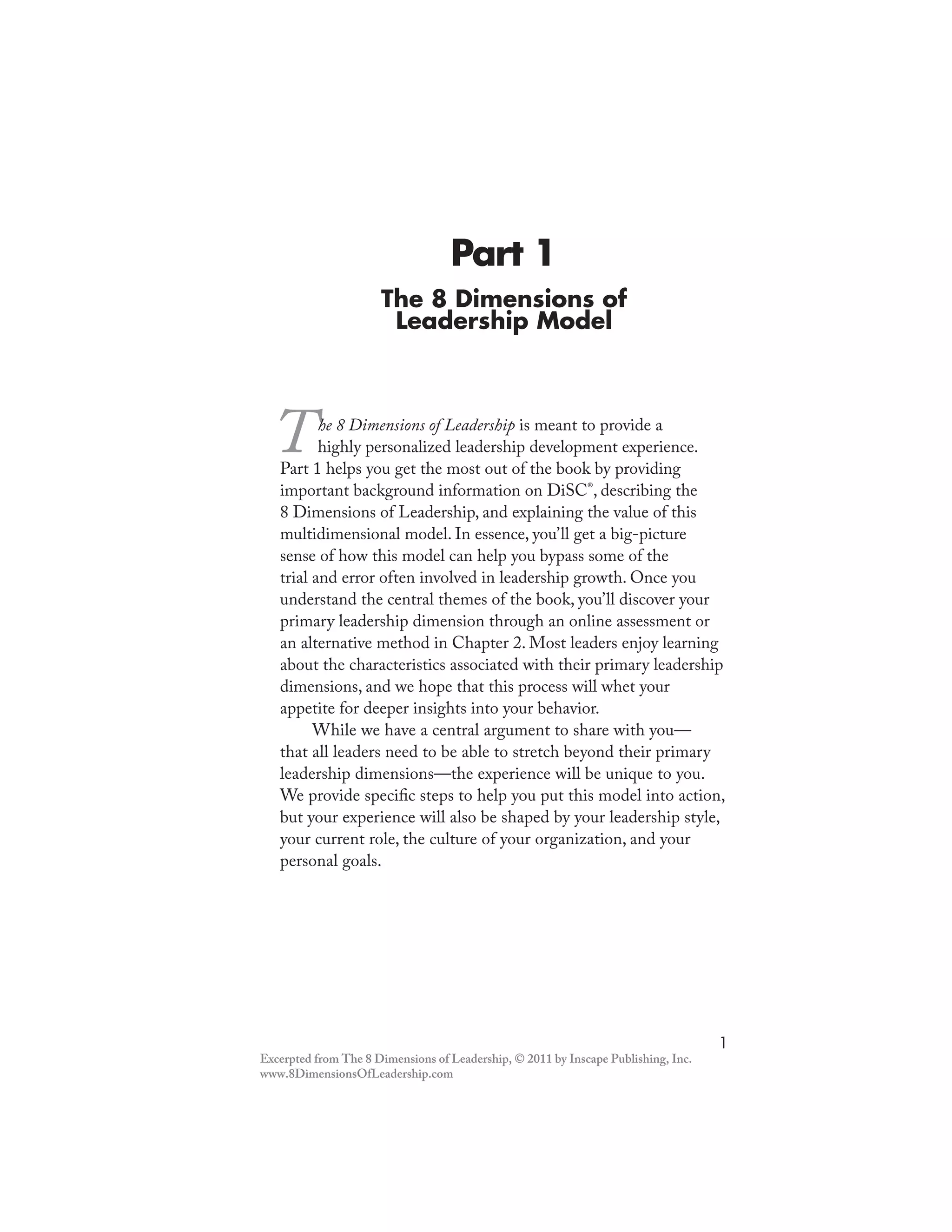 8 Dimensions of Leadership - Part1 Excerpt | PDF