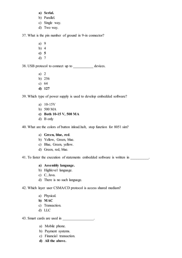 Embedded based microprocessor system one marks 50 questions and answers by S. Yamini | PDF