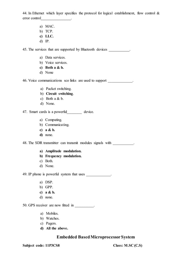 Embedded based microprocessor system one marks 50 questions and answers by S. Yamini | PDF