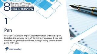 8 Essential Things You Should Bring in a Job Interview | PDF