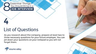 8 Essential Things You Should Bring in a Job Interview | PDF