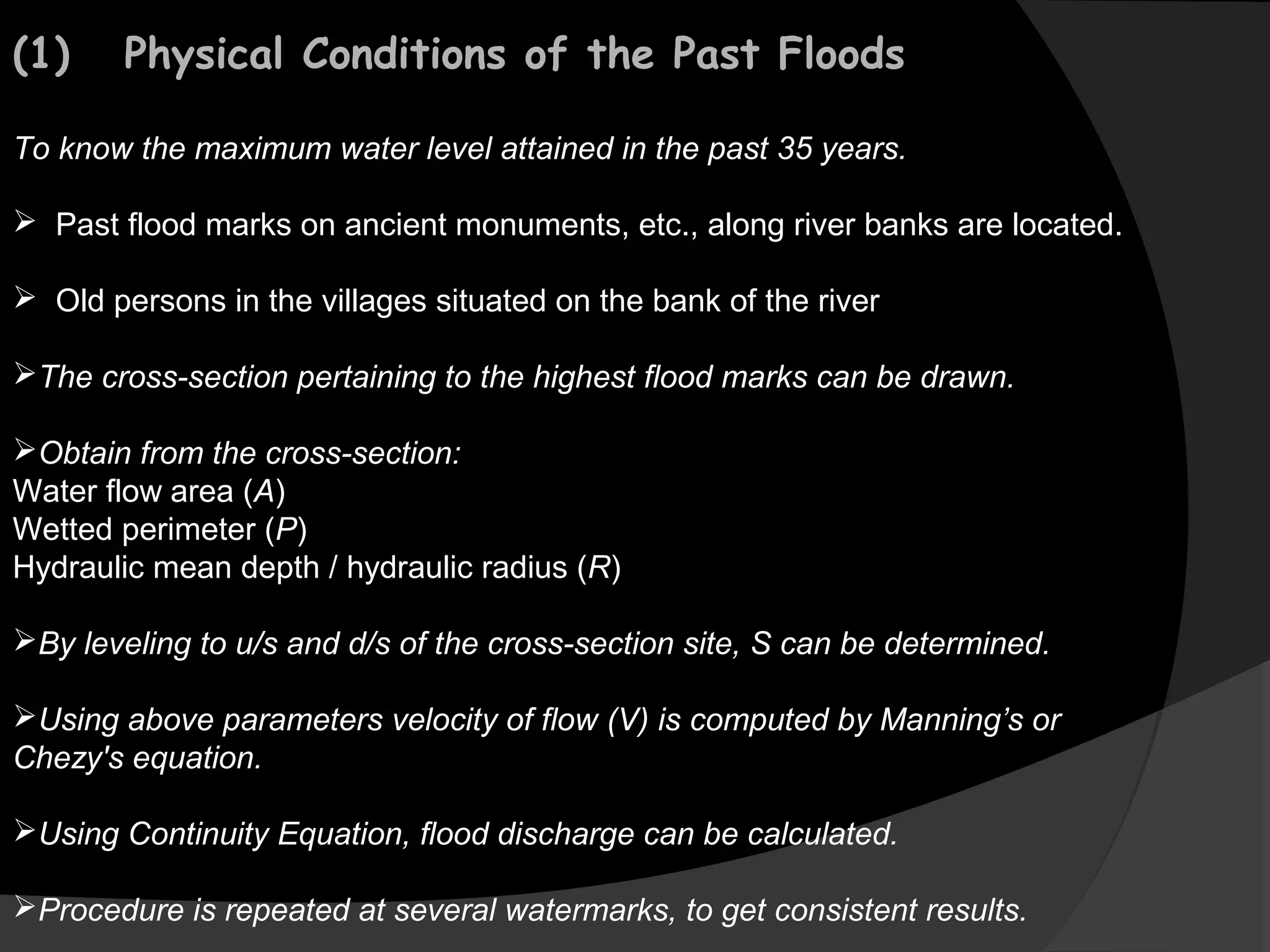 Hydrology (Estimation of peak flood discharge) | PPT