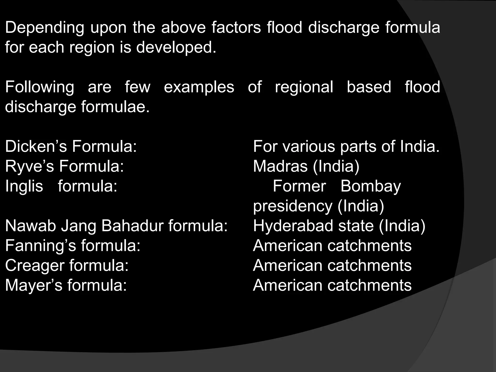 Hydrology (Estimation of peak flood discharge) | PPT
