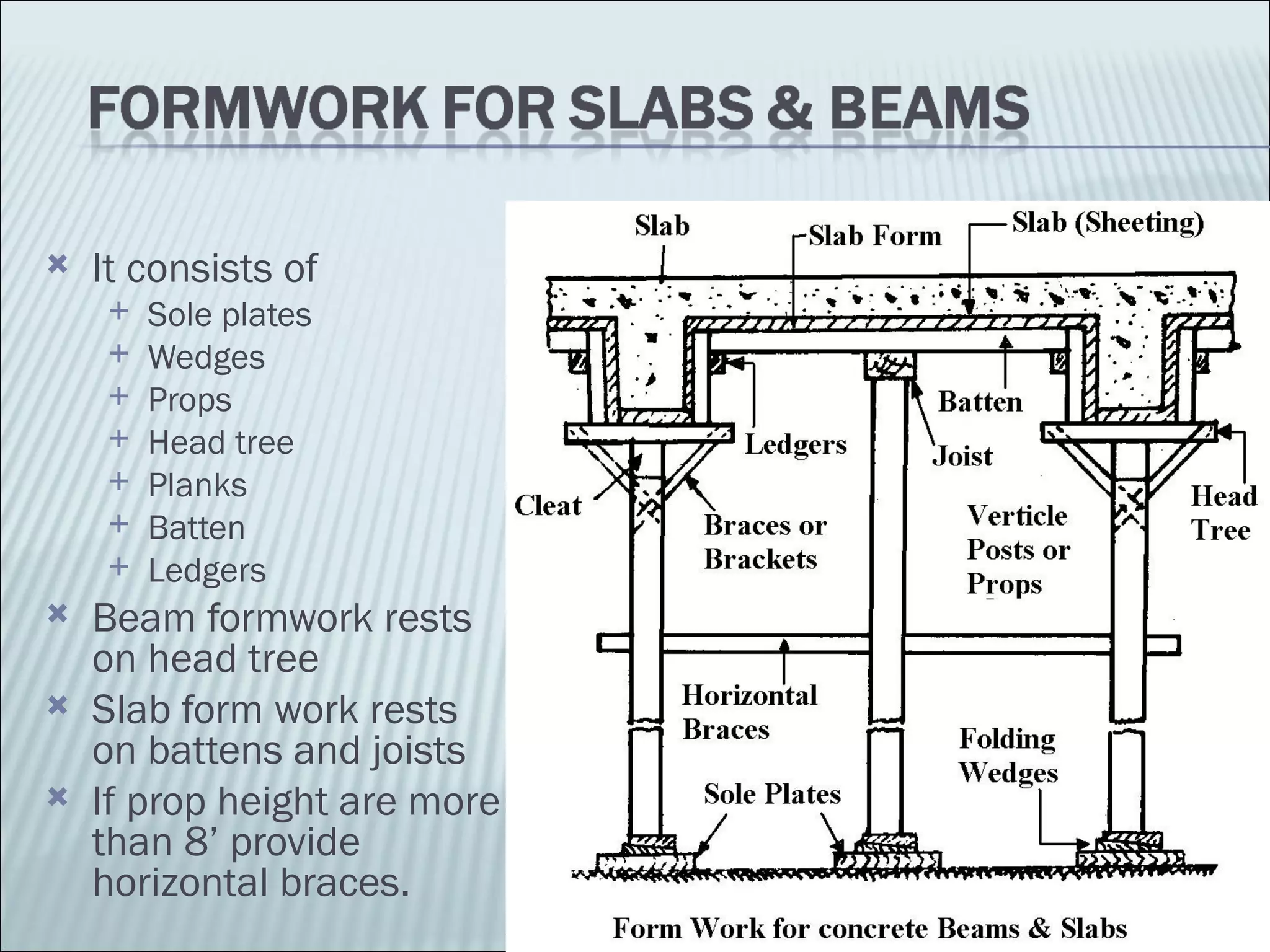 Building Construction 8. formworks and scaffoldings | PPT