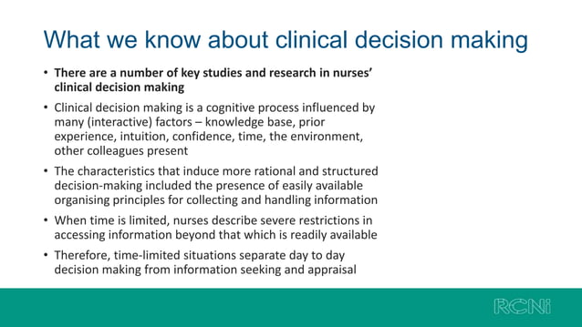 Standardising best practice and supporting clinical decision making for ...