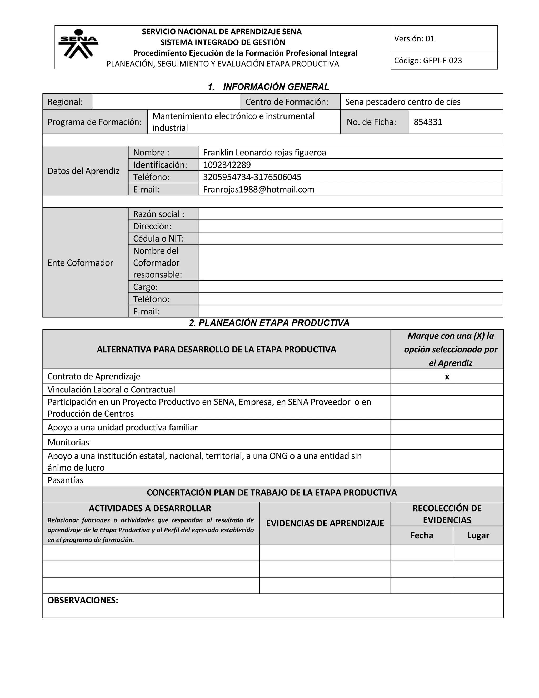 8 Gfpi F 023 Formato Planeacion Seguimiento Y Evaluacion Etapa