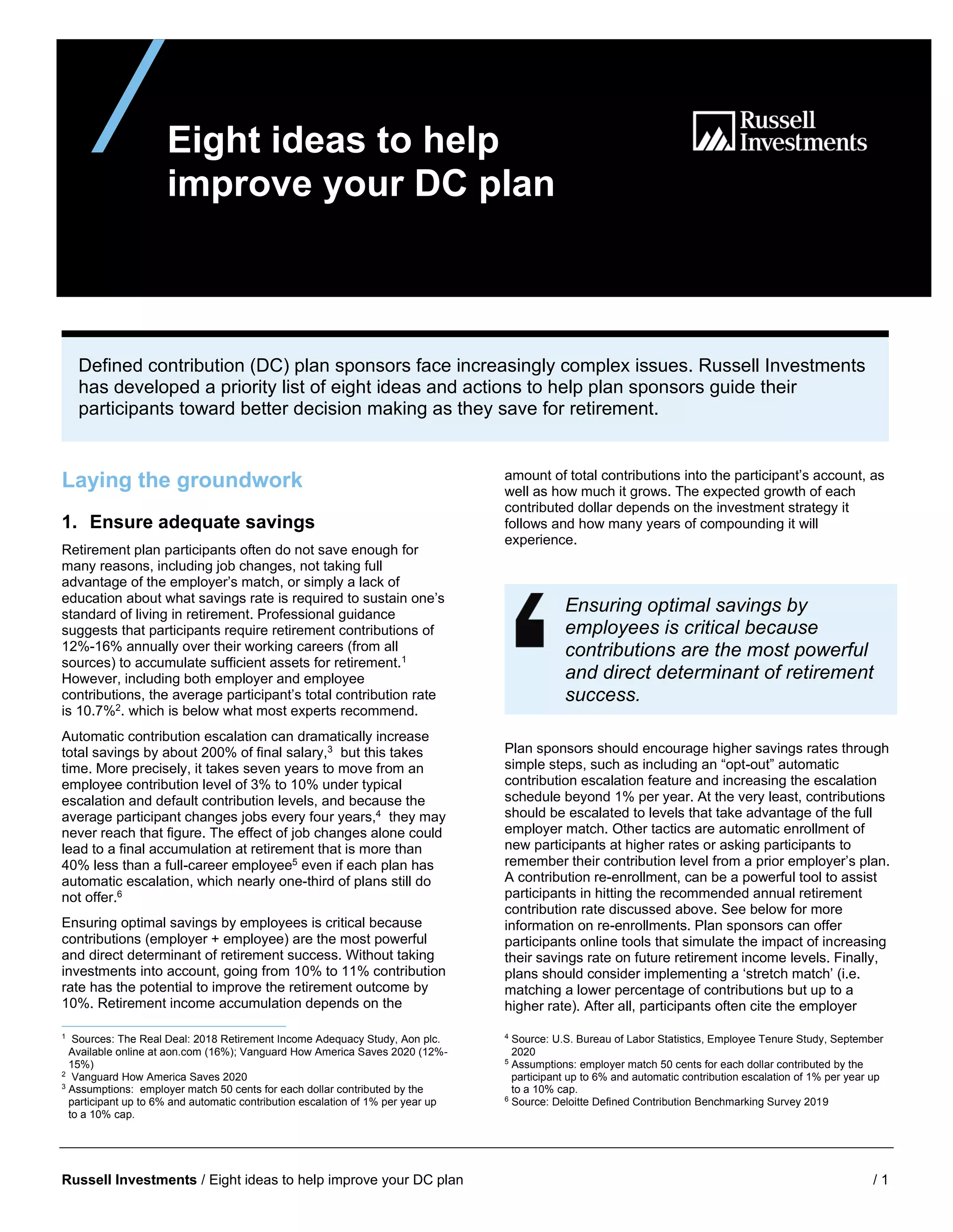 8 Ideas To Help Improve Your DC Plan | PDF