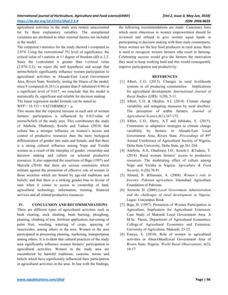 Influence of Culture on Women Farmers’ Participation in Agriculture ...