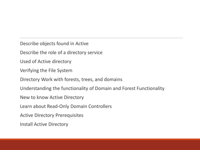 Active Directory | PPTX | Operating Systems | Computer Software and Applications